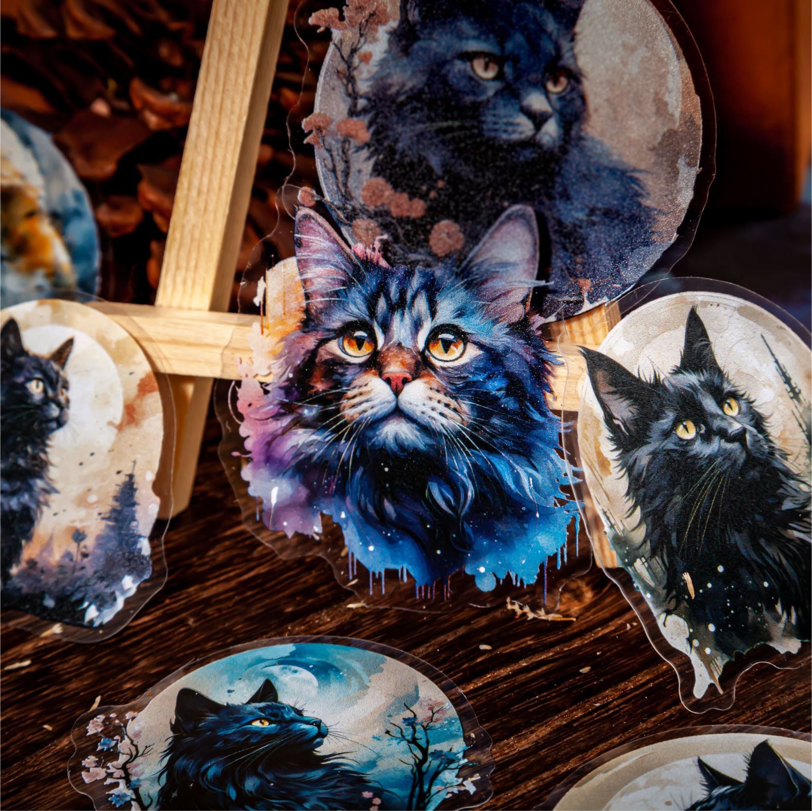Moonlit Cat Stickers 20pcs – Estarcase