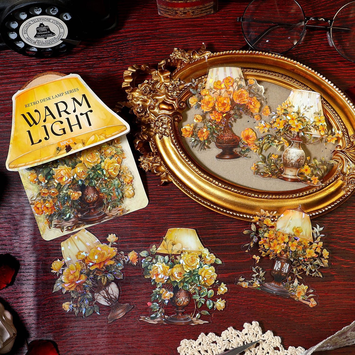Retro Desk Lamp Stickers 10pcs – Estarcase