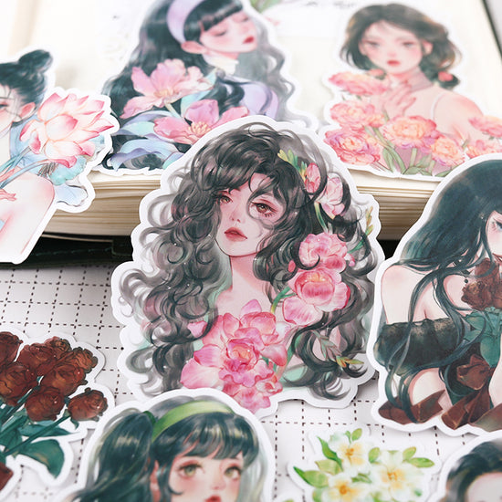 Sweet Girl and Flower Sticker 20pcs – Estarcase
