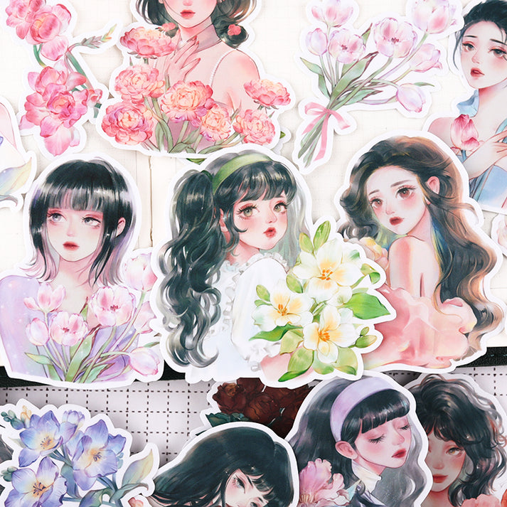 Sweet Girl and Flower Sticker 20pcs – Estarcase